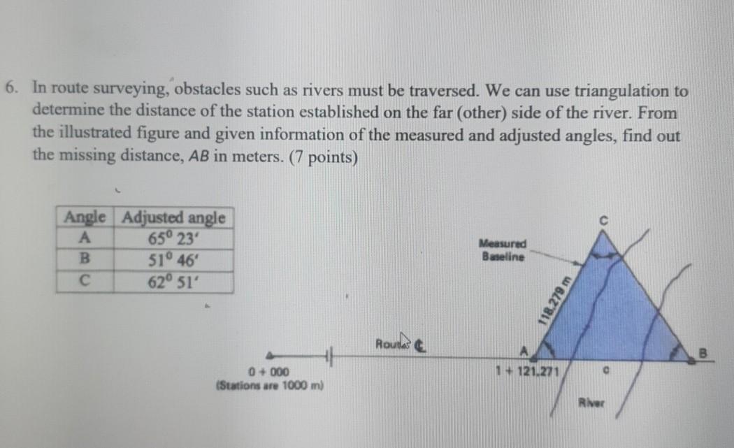 Solved 6. In route surveying, obstacles such as rivers must | Chegg.com