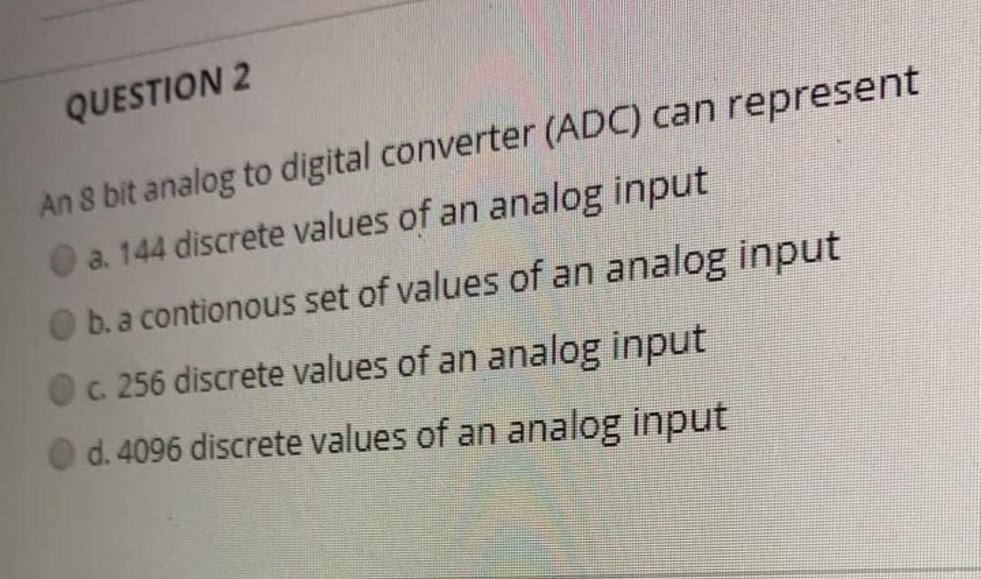 Solved QUESTION 1 The type of ADC with the fastest | Chegg.com