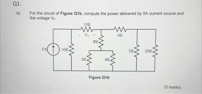 Solved For the circuit of Figure Q1b, compute the power | Chegg.com