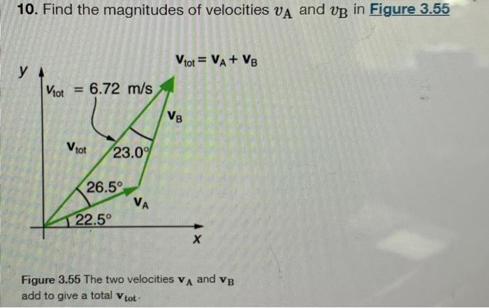 Solved 10. Find the magnitudes of velocities va and UB in | Chegg.com