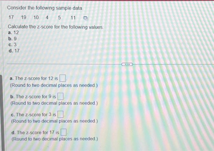 Solved Consider the following sample data. 1719104511 | Chegg.com