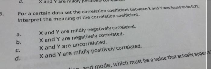 Solved For a certain data set the correlation coefficient | Chegg.com