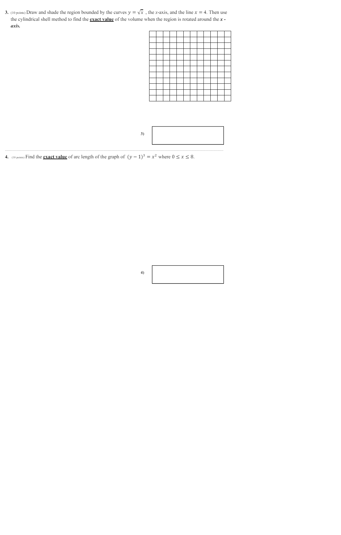Solved (10 ﻿points) ﻿Draw and shade the region bounded by | Chegg.com