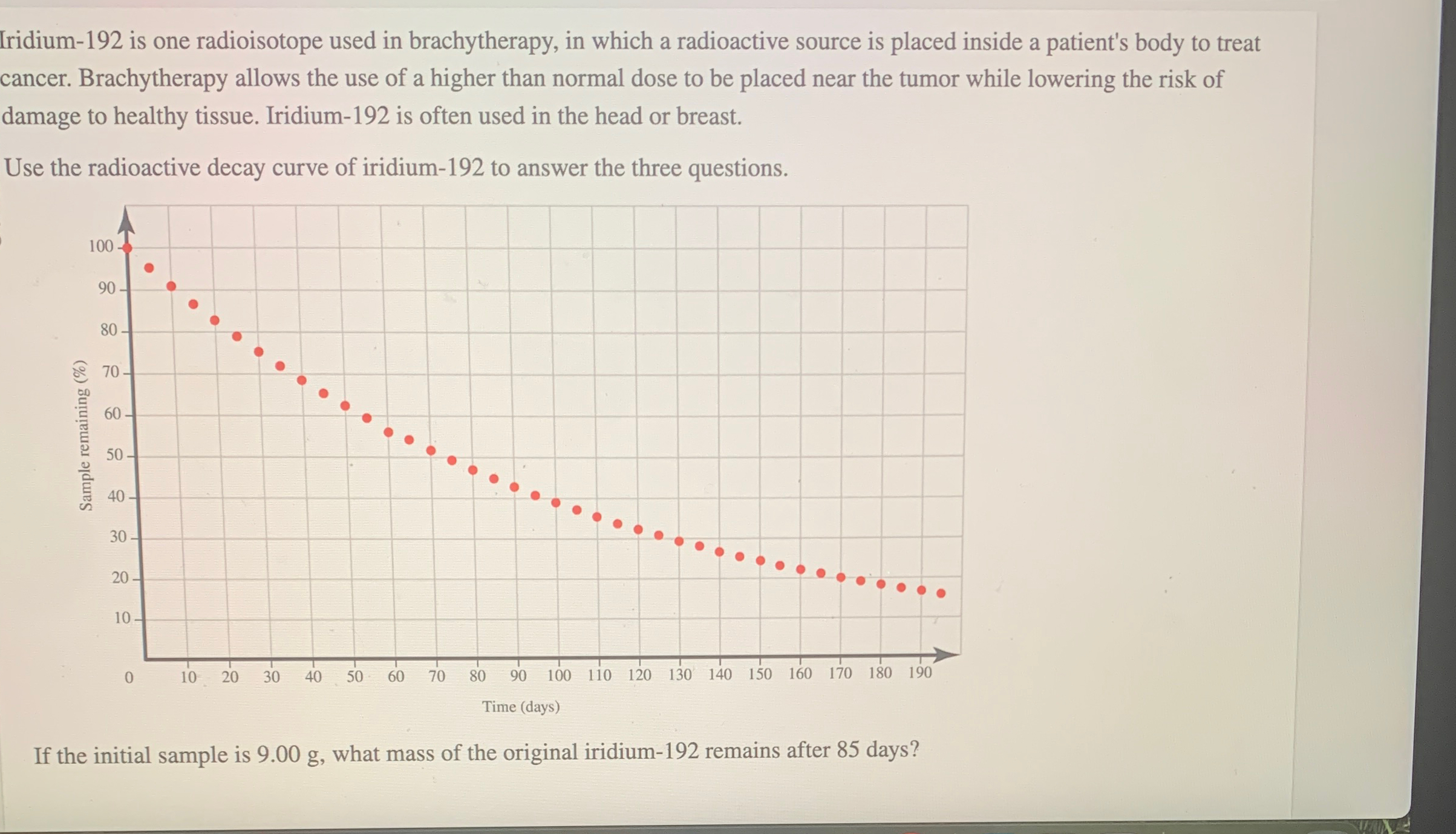 Solved Iridium-192 ﻿is one radioisotope used in | Chegg.com