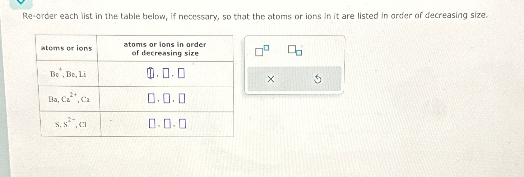 Solved Re-order each list in the table below, if necessary, | Chegg.com