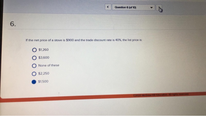 Solved 8. The net price equivalent rate of 10/20/5 is .684. | Chegg.com