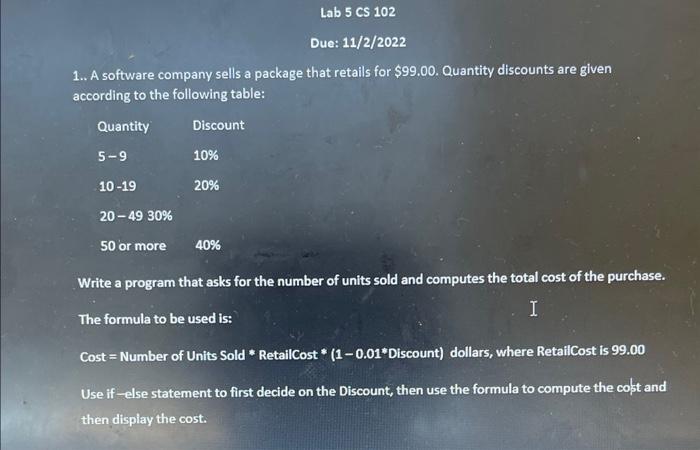 Solved Due: 11/2/2022 1.. A software company sells a package | Chegg.com