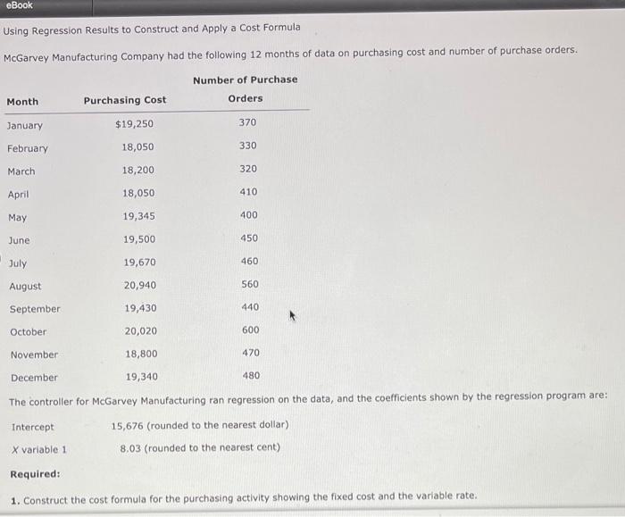Solved eBook Using Regression Results to Construct and Apply | Chegg.com