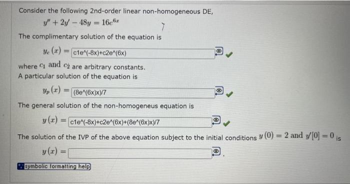 Solved Consider the following 2nd-order linear | Chegg.com