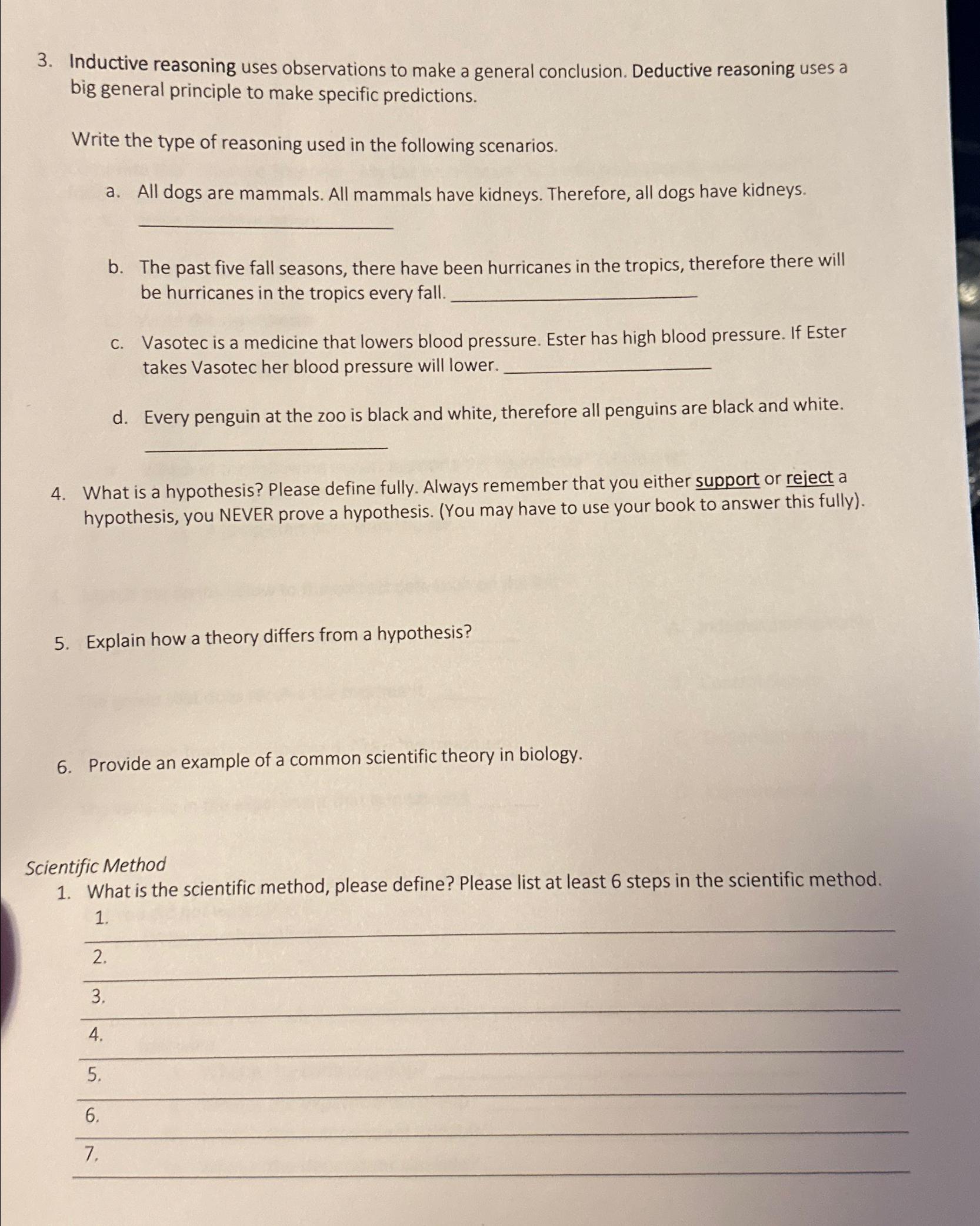 Solved Inductive reasoning uses observations to make a | Chegg.com