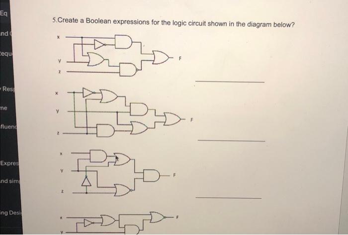 Solved 5.Create a Boolean expressions for the logic circuit | Chegg.com