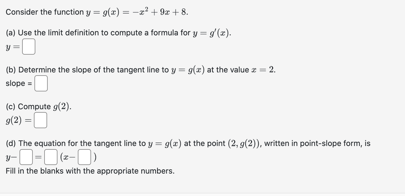 Solved Consider the function y=g(x)=-x2+9x+8.(a) ﻿Use the | Chegg.com