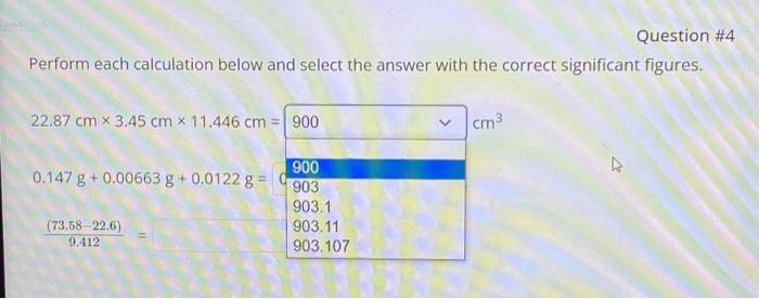 Solved Perform each calculation below and select the answer | Chegg.com