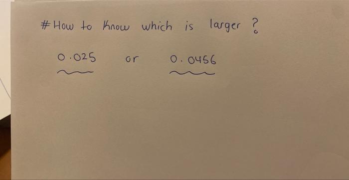 Solved # How to know which is larger? 0.025 or 0.0456 | Chegg.com