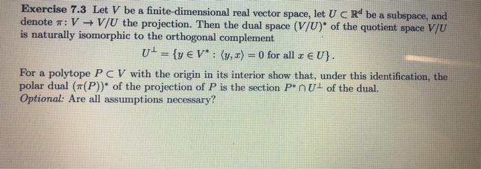 Solved Exercise 7 3 Let V Be A Finite Dimensional Real