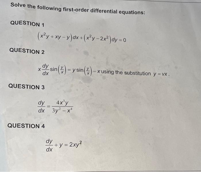 Solved Solve the following first-order differential | Chegg.com
