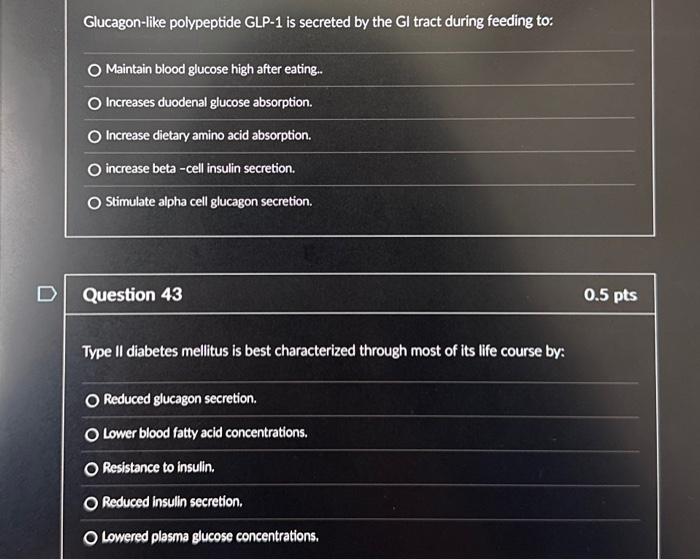 Solved Glucagon-like polypeptide GLP-1 is secreted by the GI | Chegg.com