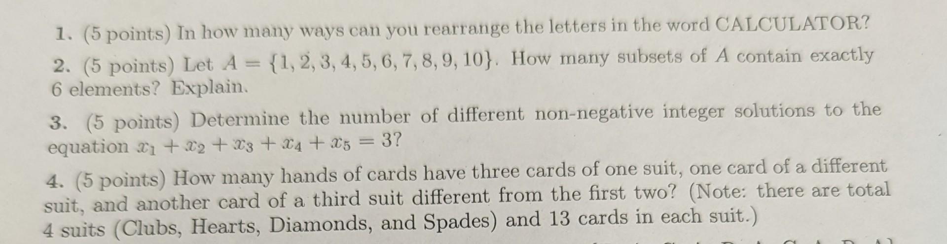 Solved 1. (5 points) In how many ways can you rearrange the | Chegg.com