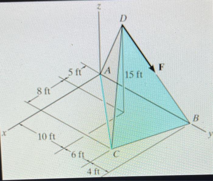 Solved The force of F=50 ib acts along the edge DB of the | Chegg.com