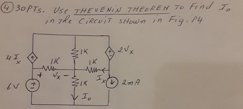 Solved 4 30 PTS. Use THE VENiN THEOREM TO Find Io in the | Chegg.com
