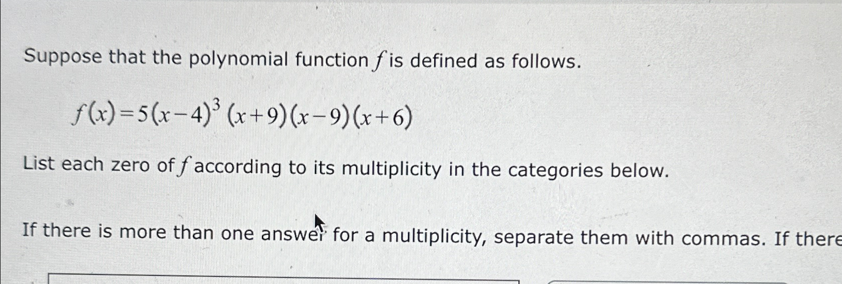 Solved Suppose that the polynomial function f ﻿is defined as | Chegg.com