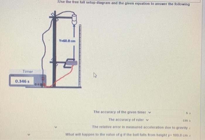 Solved Use the free fall setup diagram and the given | Chegg.com