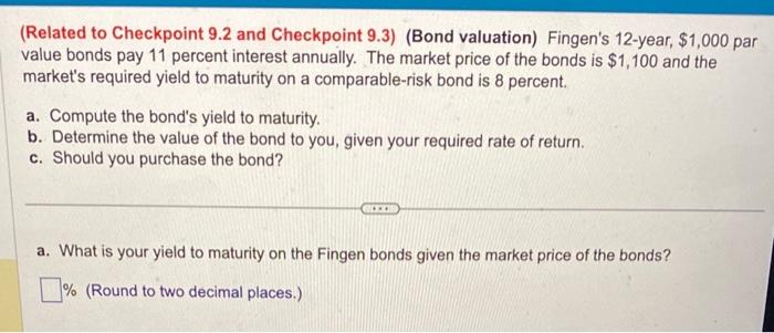 Solved (Related to Checkpoint 9.2 and Checkpoint 9.3) (Bond | Chegg.com