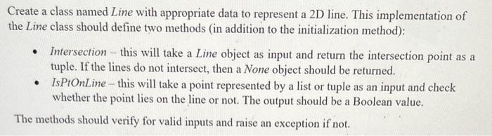 Solved Create a class named Line with appropriate data to | Chegg.com
