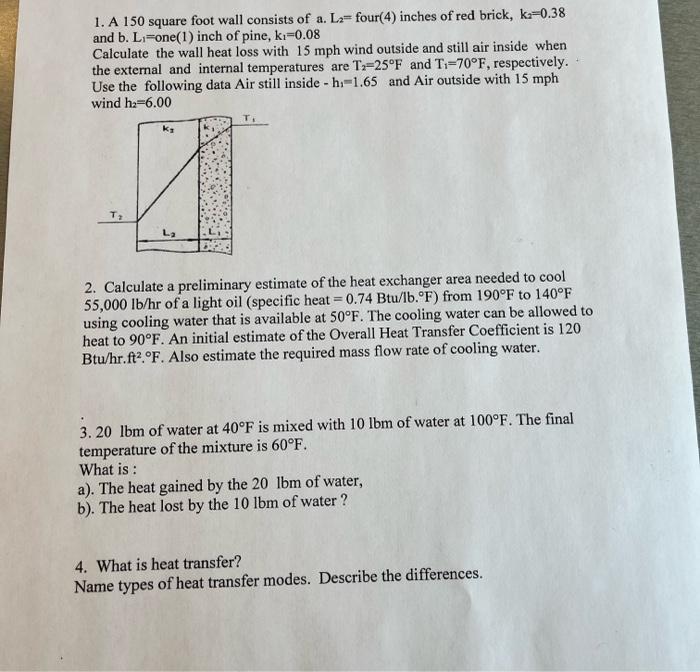 Solved 1. A 150 square foot wall consists of a. Lz= four(4) | Chegg.com