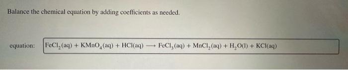 Solved Balance the chemical equation by adding coefficients | Chegg.com
