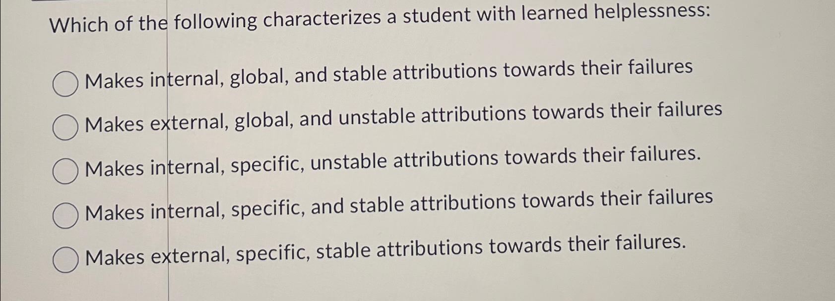 Solved Which of the following characterizes a student with | Chegg.com