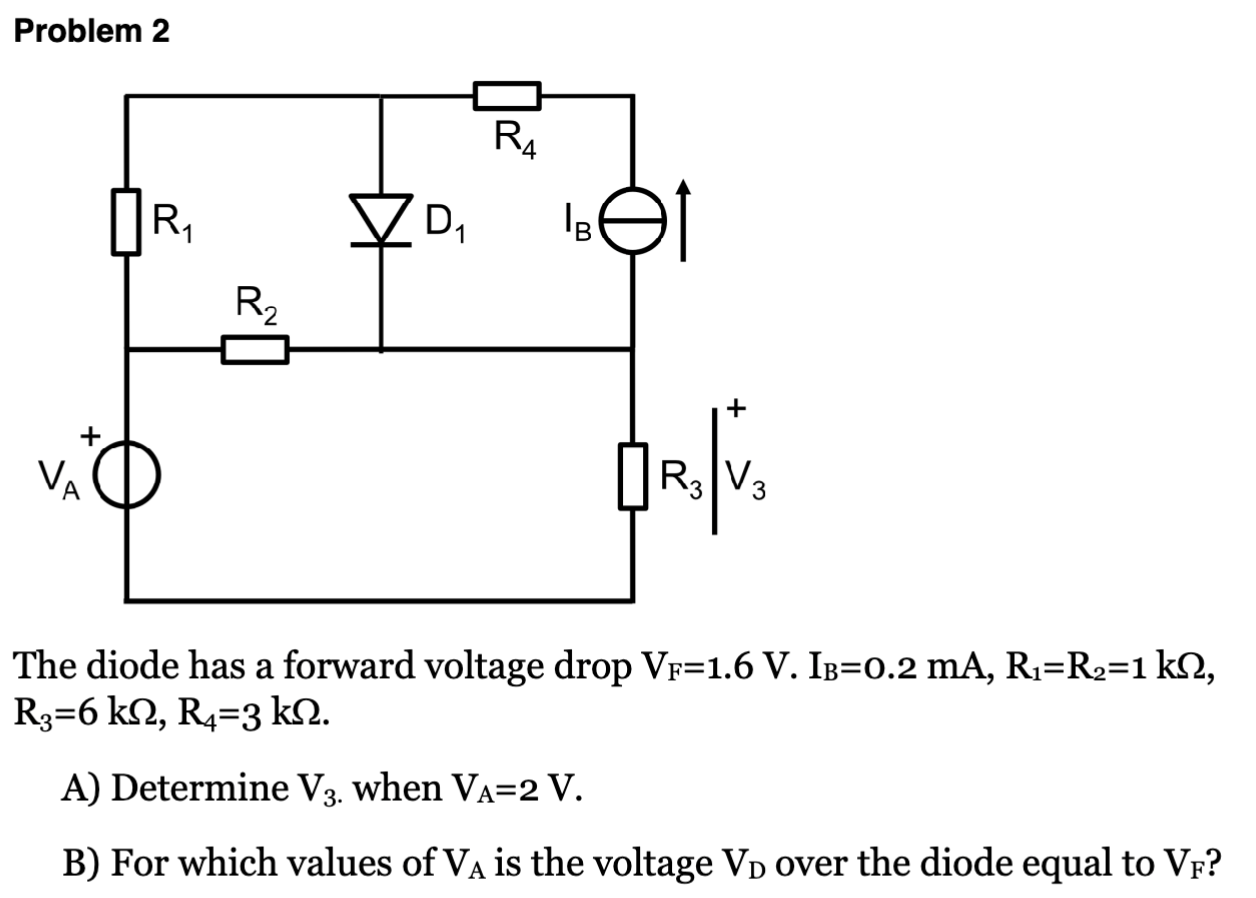 Solved Problem 2The diode has a forward voltage drop | Chegg.com