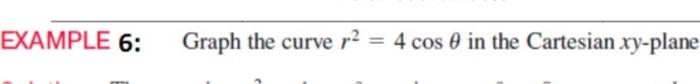 Solved EXAMPLE 6: Graph the curve r2 4 cos 0 in the | Chegg.com