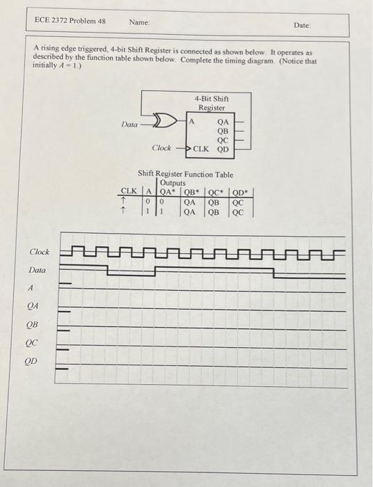 Solved ECE 2372 Problem 48 Name: Date A rising edge | Chegg.com