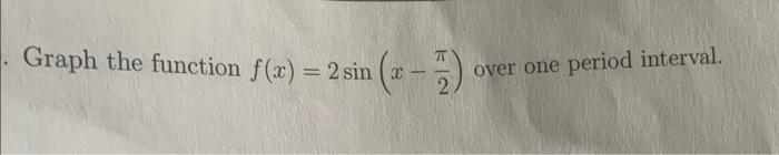 Solved Graph the function f(x)=2sin(x−2π) over one period | Chegg.com