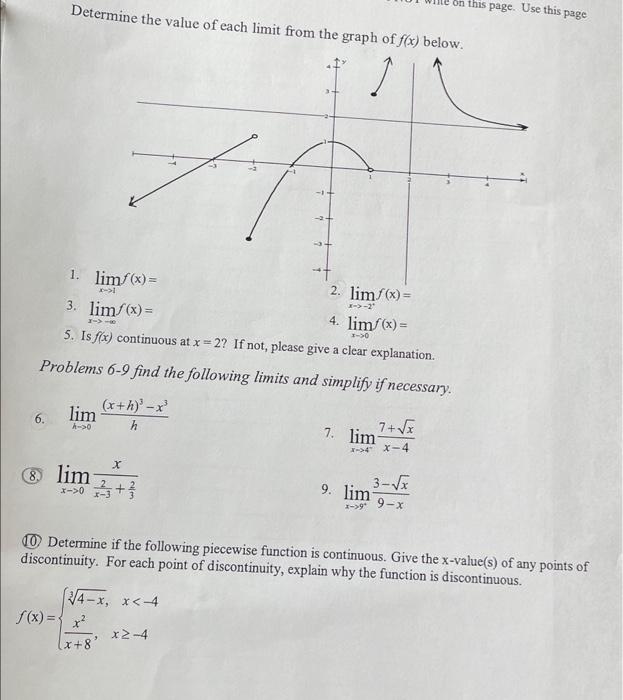Solved 6. Determine the value of each limit from the graph | Chegg.com Solved 6. Determine the value of each limit from the graph | Chegg.com