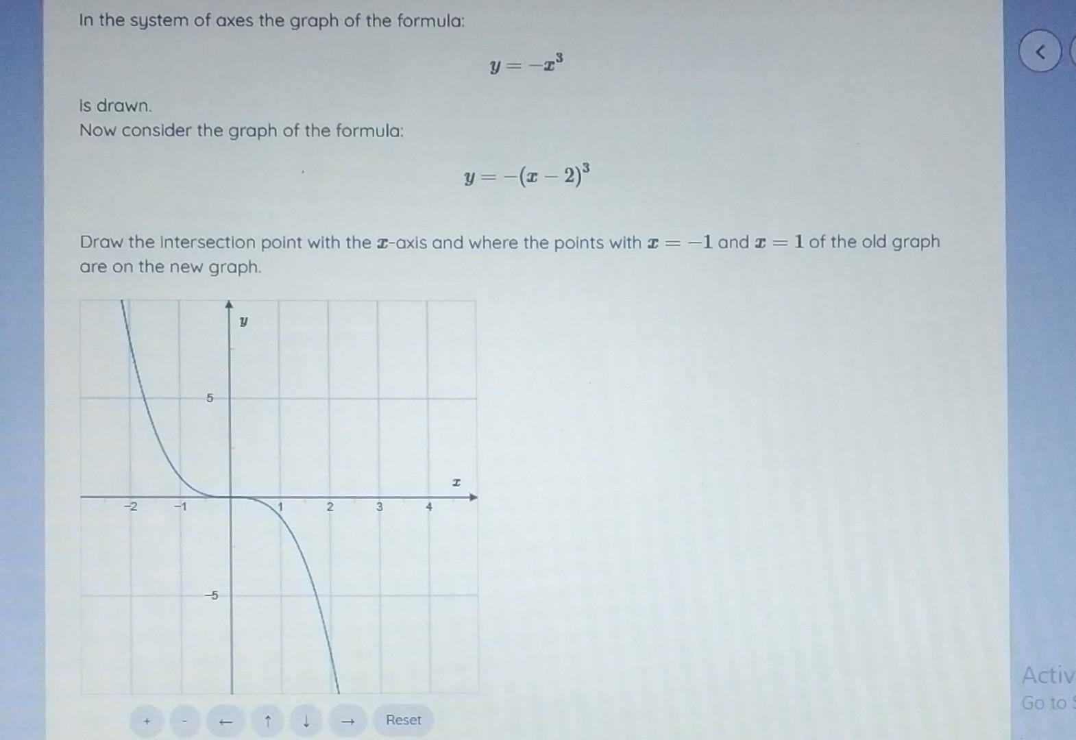 Solved In the system of axes the graph of the formula: y=−x3 | Chegg.com