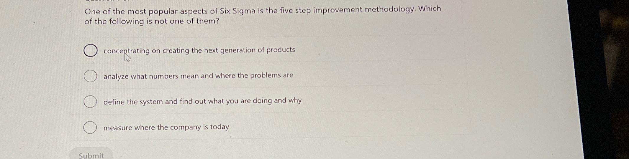 High Quality SOLUTION One of the most popular aspects of Six Sigma is ...