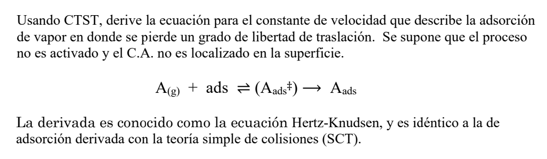 Solved Usando CTST, ﻿derive la ecuación para el constante de | Chegg.com