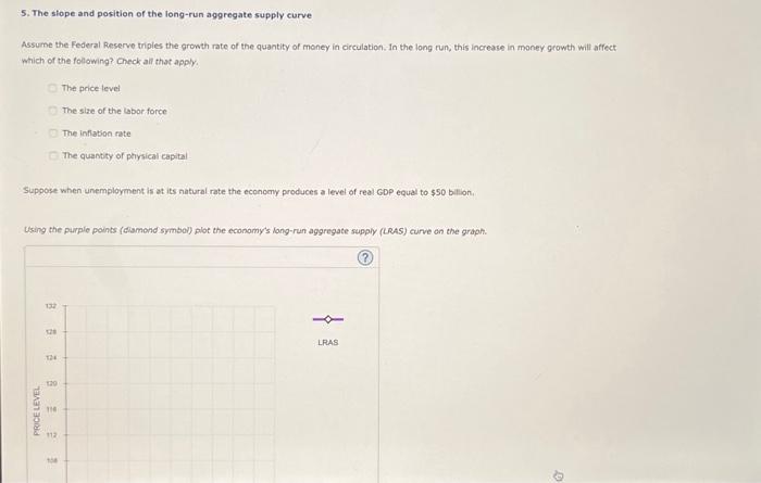 Solved 5. The slope and position of the long-run aggregate | Chegg.com