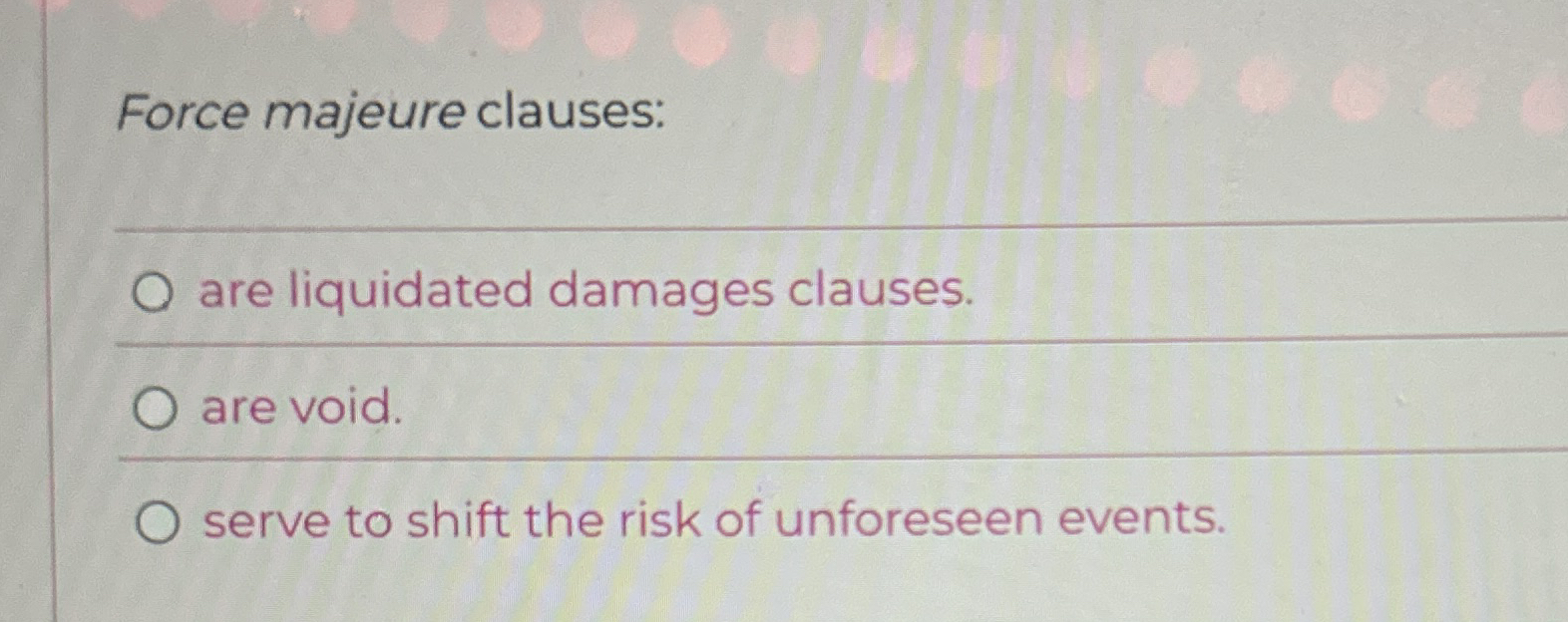 Solved Force majeure clauses:q,are liquidated damages | Chegg.com