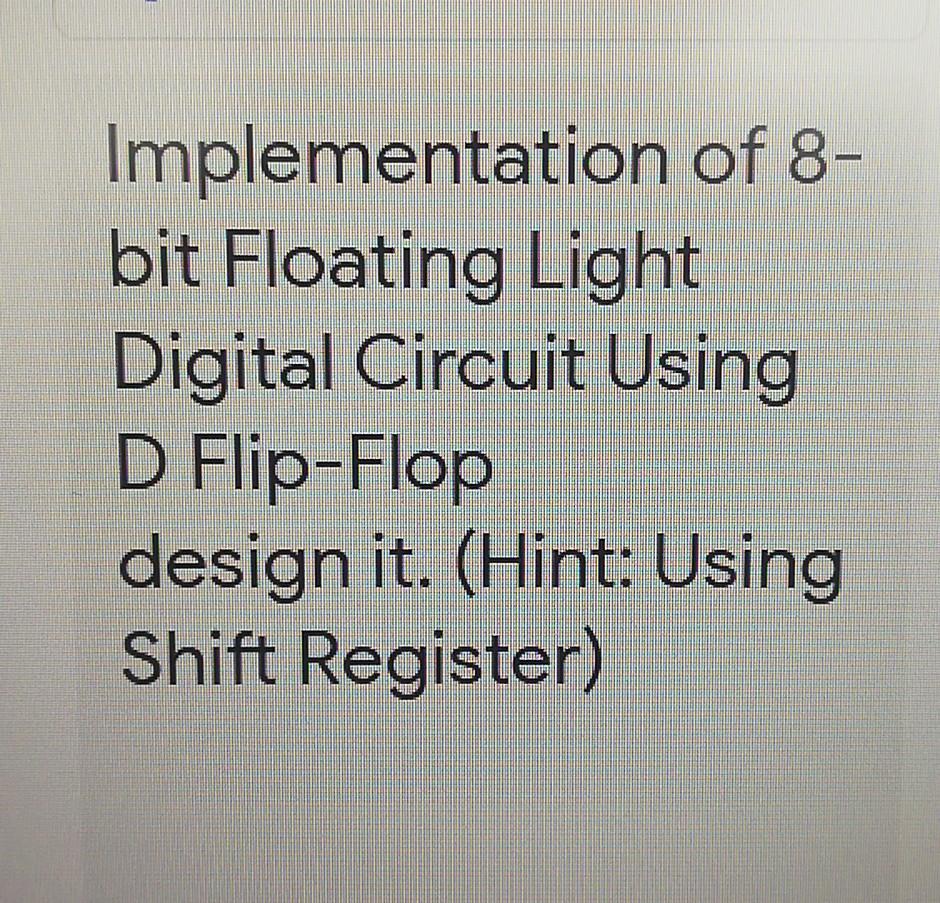 Solved Implementation of 8- bit Floating Light Digital | Chegg.com