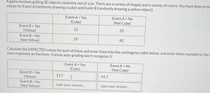 Solved A game involves pulling 3D objects randomly out of a | Chegg.com