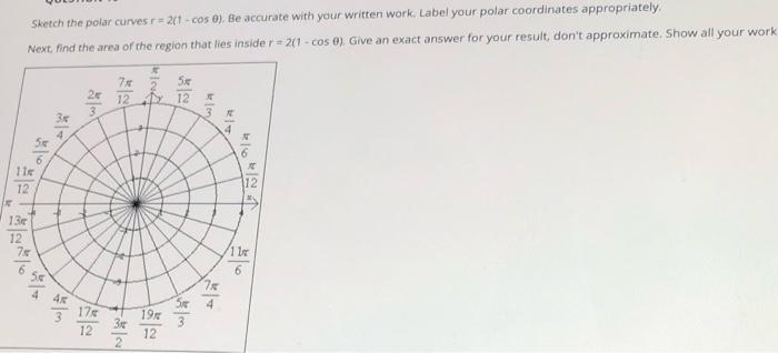 Solved Sketch the polar curves r=2(1−cosθ). Be accurate with | Chegg.com