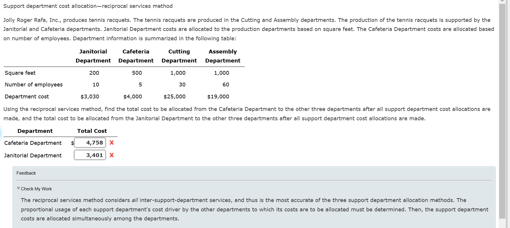 Solved Support department cost allocation-reciprocal | Chegg.com