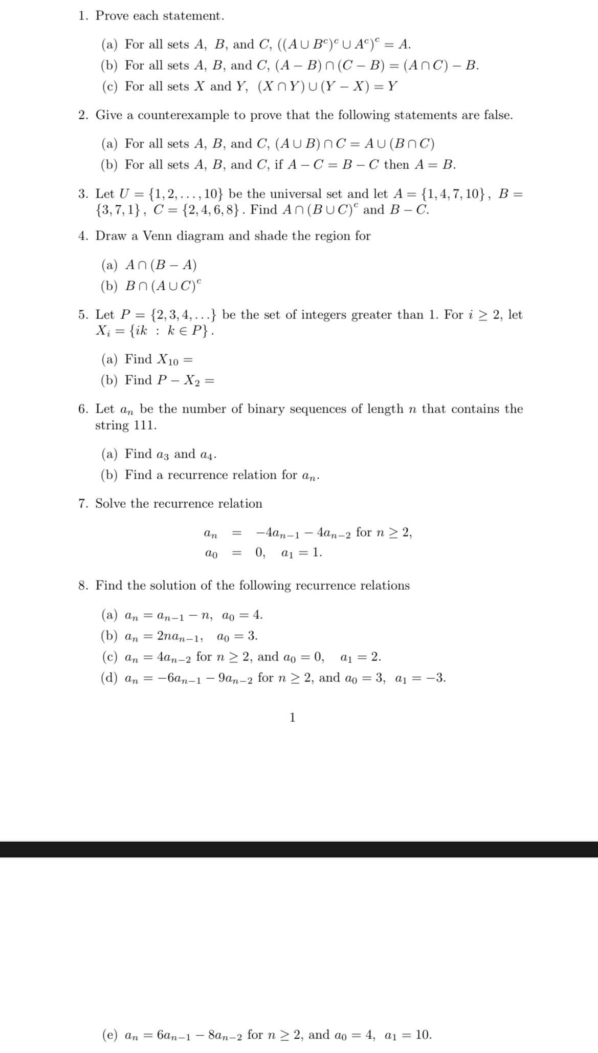 Prove each statement.(a) ﻿For all sets A,B, ﻿and | Chegg.com