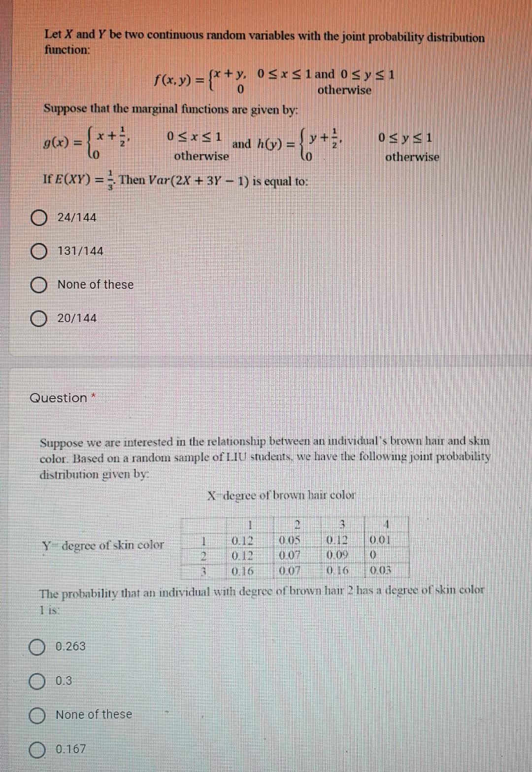 Solved Let X and Y be two continuous random variables with | Chegg.com