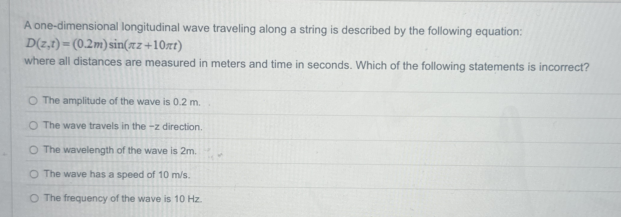 Solved A one-dimensional longitudinal wave traveling along a | Chegg.com