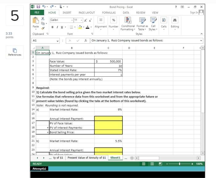 Solved 5 Bond Pricing using Present Value Tables using | Chegg.com