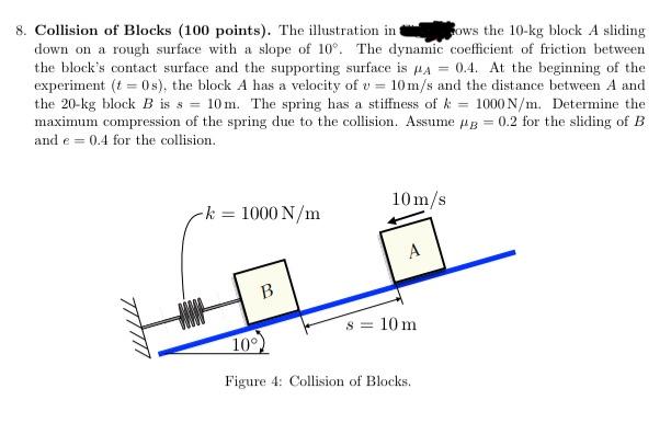 8. Collision of Blocks (100 points). The illustration | Chegg.com